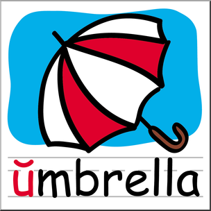 Clip Art: Basic Words: “U” Short Sound Phonics: Umbrella Color – Abcteach