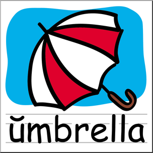 Clip Art: Basic Words: Umbrella Color Labeled – Abcteach
