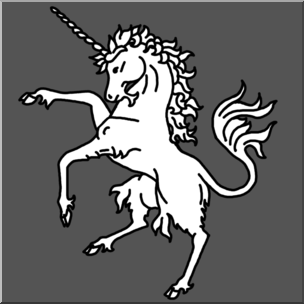 Clip Art: Heraldry: Heraldic Unicorn Grayscale – Abcteach