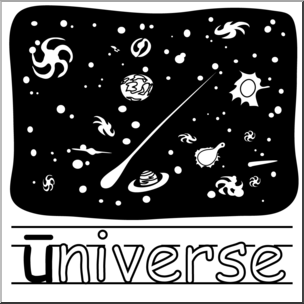 Clip Art: Basic Words: “U” Long Sound Phonics: Universe B&W – Abcteach