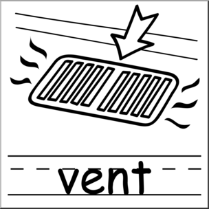 Clip Art: Basic Words: Vent B&W Labeled – Abcteach