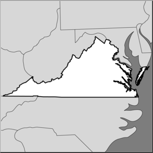 Clip Art: US State Maps: Virginia Grayscale – Abcteach