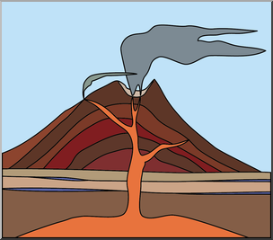 Clip Art: Geology: Volcano 1 (coloring page) – Abcteach