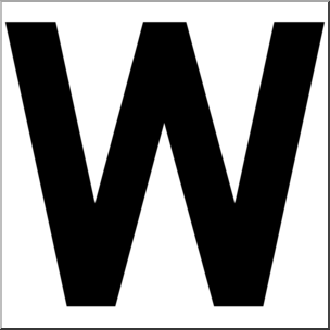 Clip Art: Alphabet Set 00: W Upper Case BW – Abcteach