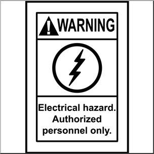 Clip Art: Electricity: Warning Electrical Hazard Sign B&W – Abcteach