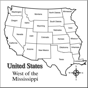 Clip Art: US Map: Western States B&W Labeled – Abcteach