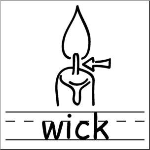 Clip Art: Basic Words: Wick B&W Labeled – Abcteach