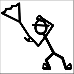 Clip Art: Stick Guy Windy Day B&W – Abcteach