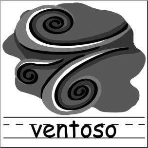Clip Art: Weather Icons Spanish: Ventoso Grayscale – Abcteach