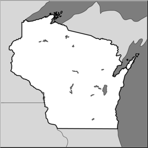 Clip Art: US State Maps: Wisconsin Grayscale – Abcteach