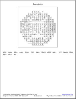 Double Letters Word Search – Abcteach