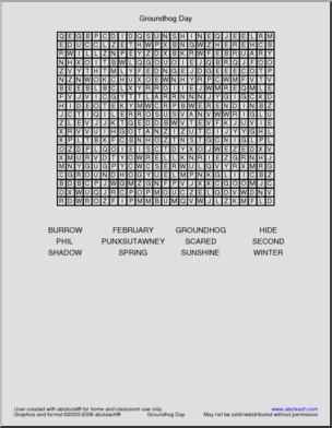 Word Search: Groundhog Day – Abcteach