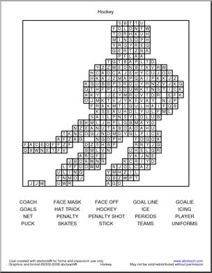 Word Search: Hockey Terminology (easy) – Abcteach