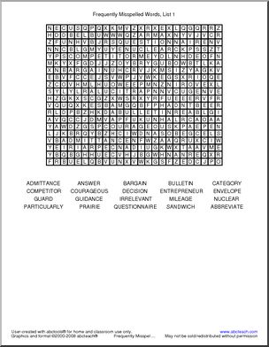 Frequently Misspelled Words (list 7) Unscramble the Words – Abcteach