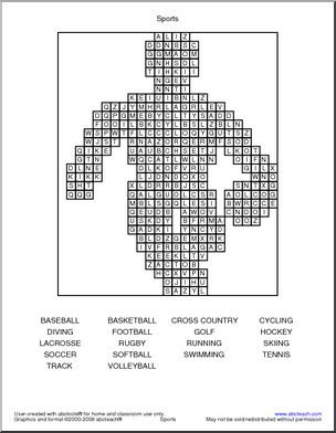 Word Search: Sports – Abcteach
