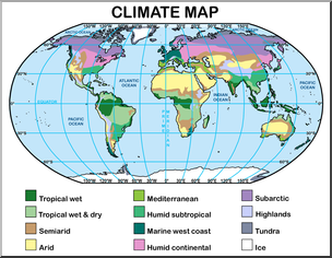 Clip Art: World Climate Map Color – Abcteach