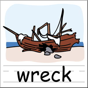 Clip Art: Basic Words: Wreck Color Labeled – Abcteach