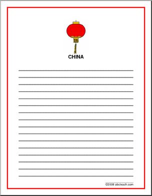 Writing Paper: China – red lantern – Abcteach
