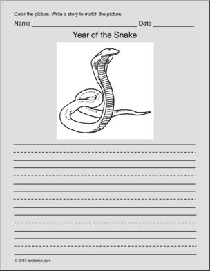 Color and Write: Chinese Year of the Snake (prim) – Abcteach