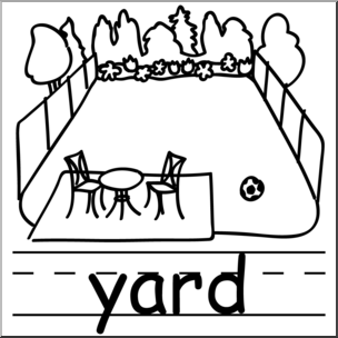 Clip Art: Basic Words: Yard B&W Labeled – Abcteach