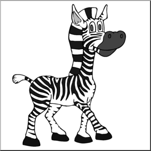 Clip Art: Cartoon Zebra Grayscale – Abcteach