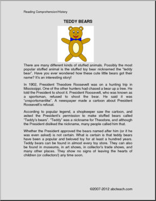 Comprehension: Teddy Bear (elementary) – Abcteach