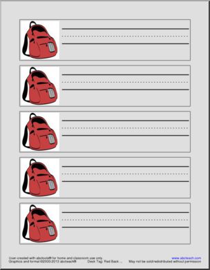 Desk Tags: Red Backpack (portrait) – Abcteach