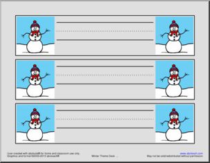 Desk Tags: Winter Theme – Snowman – Abcteach