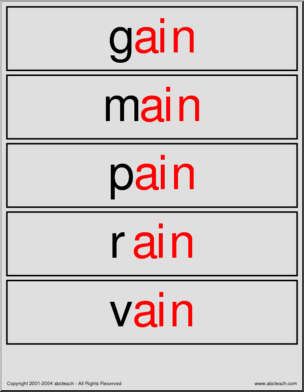 “ain” words’ Word Wall – Abcteach