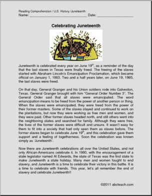 Comprehension: Juneteenth (elem) – Abcteach