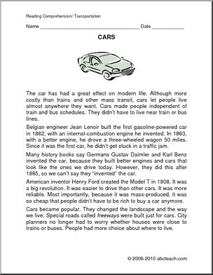 Picture Cloze – Transportation (elem)’ Worksheet – Abcteach