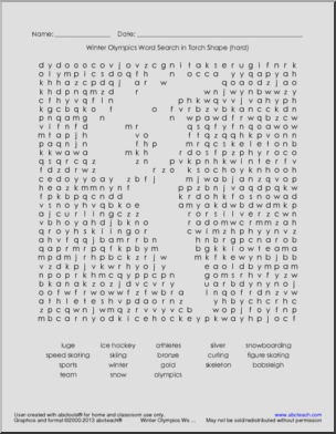 Word Search: Olympics: Torch (upper elem) – Abcteach
