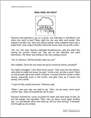 Fiction: Rain, Rain, Go Away (elem) – Abcteach