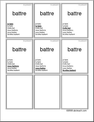 French: Jeu des Sept Familles : verbe Â´battreÂª au prÃˆsent – Abcteach