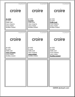 French: Jeu des Sept Familles : verbe Â´croireÂª au prÃˆsent – Abcteach