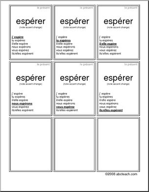 French: Jeu des Sept Familles : verbe Â´espÃˆrerÂª au prÃˆsent – Abcteach