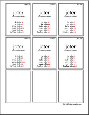 French: Jeu des Sept Familles : verbe Â´jeterÂª au futur – Abcteach