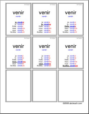 French: Jeu des Sept Familles : verbe Â´venirÂª au futur – Abcteach