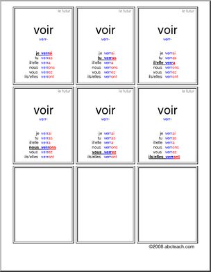 French: Jeu des Sept Familles : verbe Â´choisirÂª au futur – Abcteach