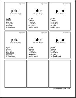 French: Jeu des Sept Familles : verbe Â´jeterÂª au prÃˆsent – Abcteach