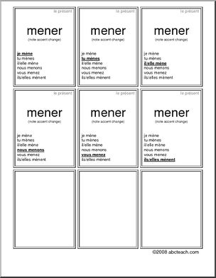 French: Jeu des Sept Familles : verbe Â´menerÂª au prÃˆsent – Abcteach