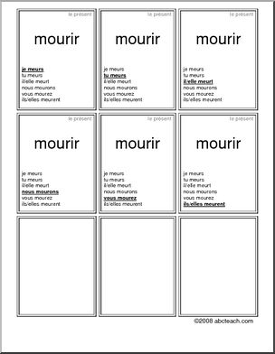 French: Jeu des Sept Familles : verbe Â´mourirÂª au prÃˆsent – Abcteach