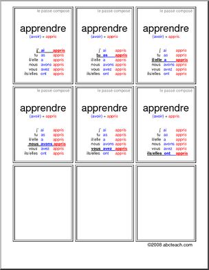 French: Jeu des Sept Familles : verbe Â´rireÂª au passÃˆ composÃˆ ...