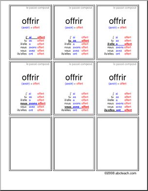 French: Jeu des Sept Familles : verbe Â´boireÂª au passÃˆ composÃˆ ...