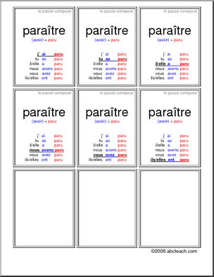 French: Jeu des Sept Familles : verbe Â´paraÃ“treÂª au passÃˆ composÃˆ ...