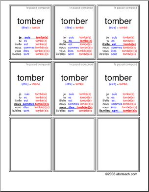 French: Jeu des Sept Familles : verbe Â´tomberÂª au passÃˆ composÃˆ ...
