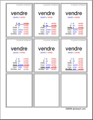 French: Jeu des Sept Familles : verbe Â´vendreÂª au passÃˆ composÃˆ ...