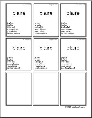 French: Jeu des Sept Familles : verbe Â´plaireÂª au prÃˆsent – Abcteach