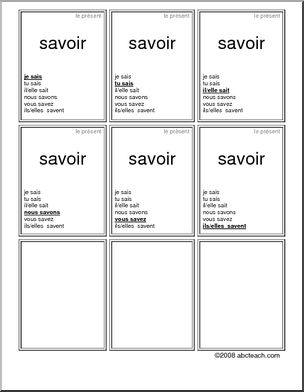 French: Jeu des Sept Familles : verbe Â´savoirÂª au prÃˆsent – Abcteach