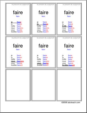 French: Jeu des Sept Familles : verbe Â´faireÂª au subjonctif – Abcteach